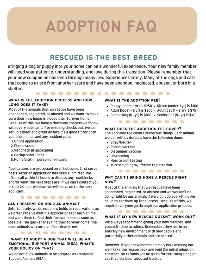 Adoption FAQ – Safe Paws